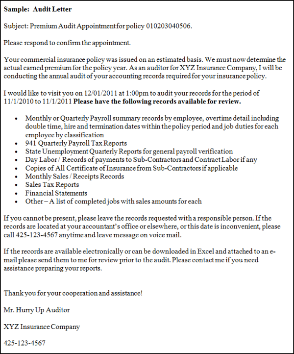 Construction General Liability Insurance Audit Support For General ...