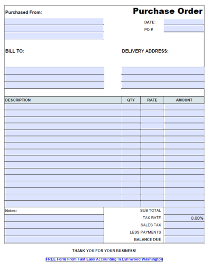 Free Contractor Purchase Order Template PDF